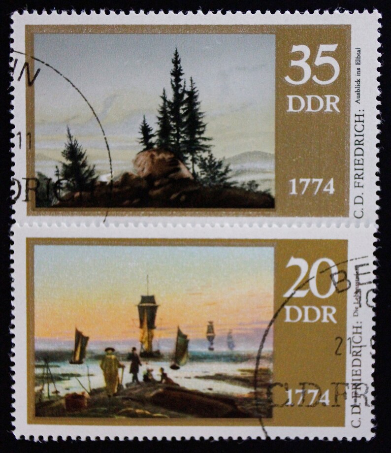 Caspar David Friedrich Postage Stamp Set // East Germany 1974 - Etsy
