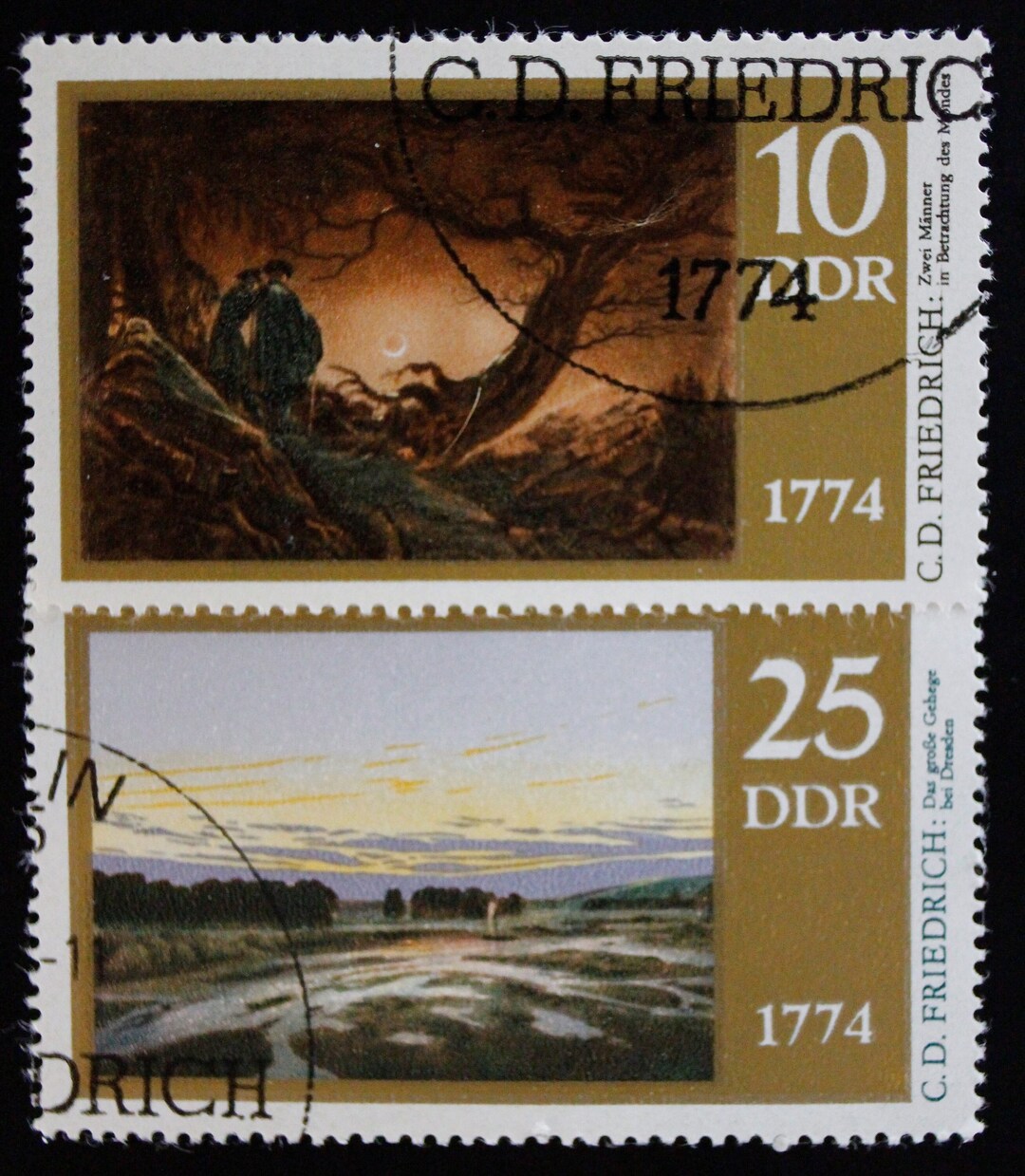 Caspar David Friedrich Postage Stamp Set // East Germany 1974 Used ...