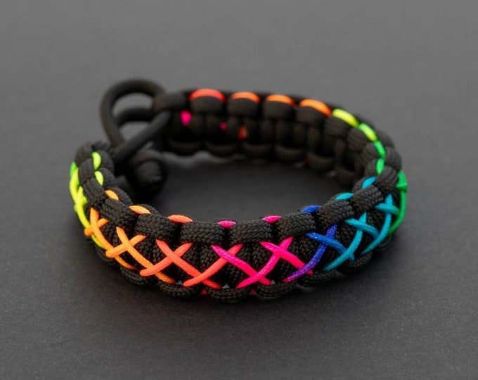 Pride Month Rainbow Bracelet Stitched Paracord Bracelet - Etsy