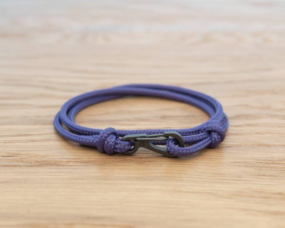 Rich Purple Rope Bracelet Carabiner Clip Wrap Bracelet | Etsy