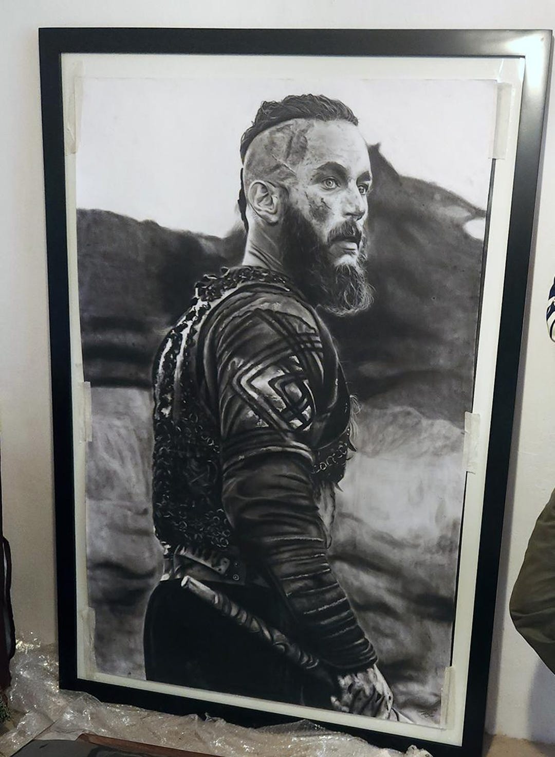 Charcoal Drawing Ragnar Lodbrok Art Realistic, Actor Movie, Black and ...