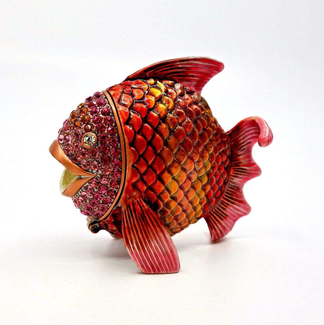 Pink Tropical Fish Bejeweled Hinged Trinket Box - Etsy