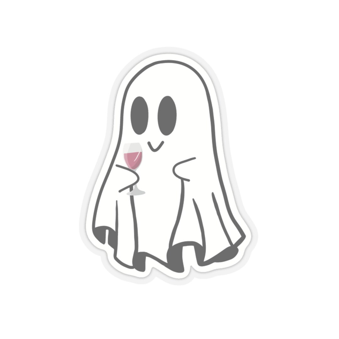 Cute Ghost Drinking Wine Sticker Wine Lover Gift - Etsy