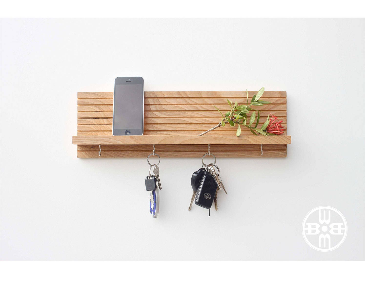 10" Custom Key Holder With Shelf-modern Shelf - Etsy