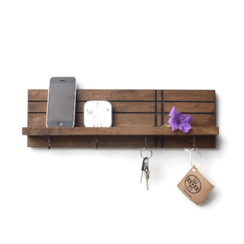 Shelf With Key Hooks - Etsy