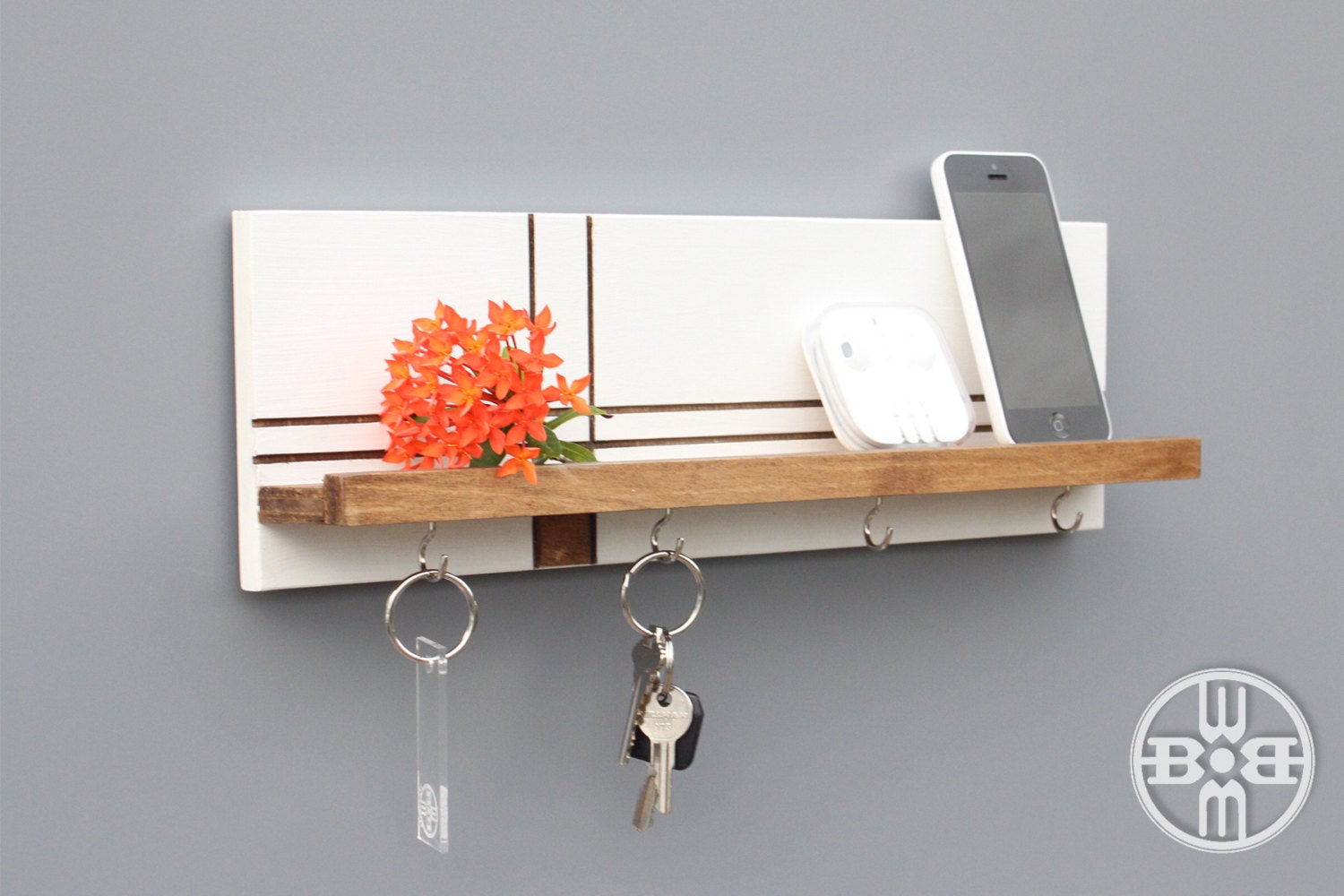 Custom 10 Key Holder for Wall With 3 Hooks | Etsy