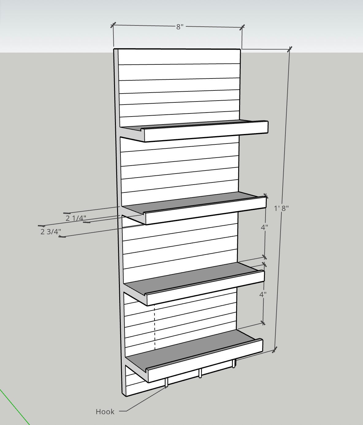Custom 4 Shelf Vertical Key Holder
