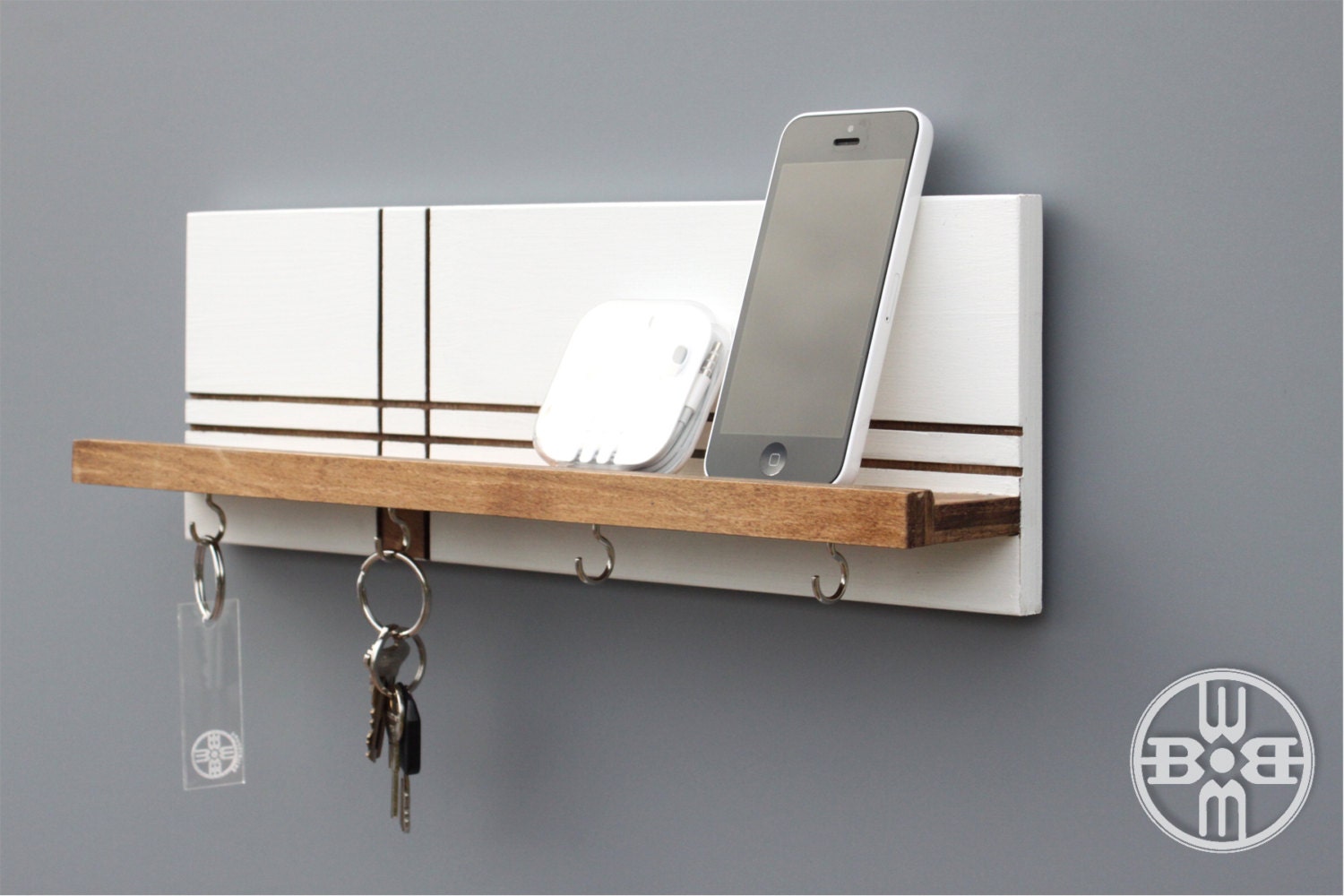 Key Holder for Wall - Key Rack, Wood Shelf With Key Hooks, Entryway ...