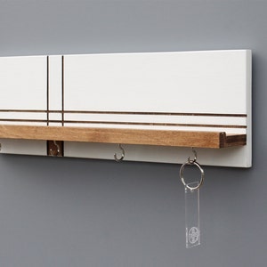 Custom 10" Key Holder for Wall With 3 Hooks | Mid Century Modern Shelf ...