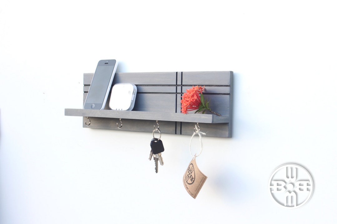 Shelf With Key Hooks Entryway Organizer, Key Organizer, Wall Organizer ...
