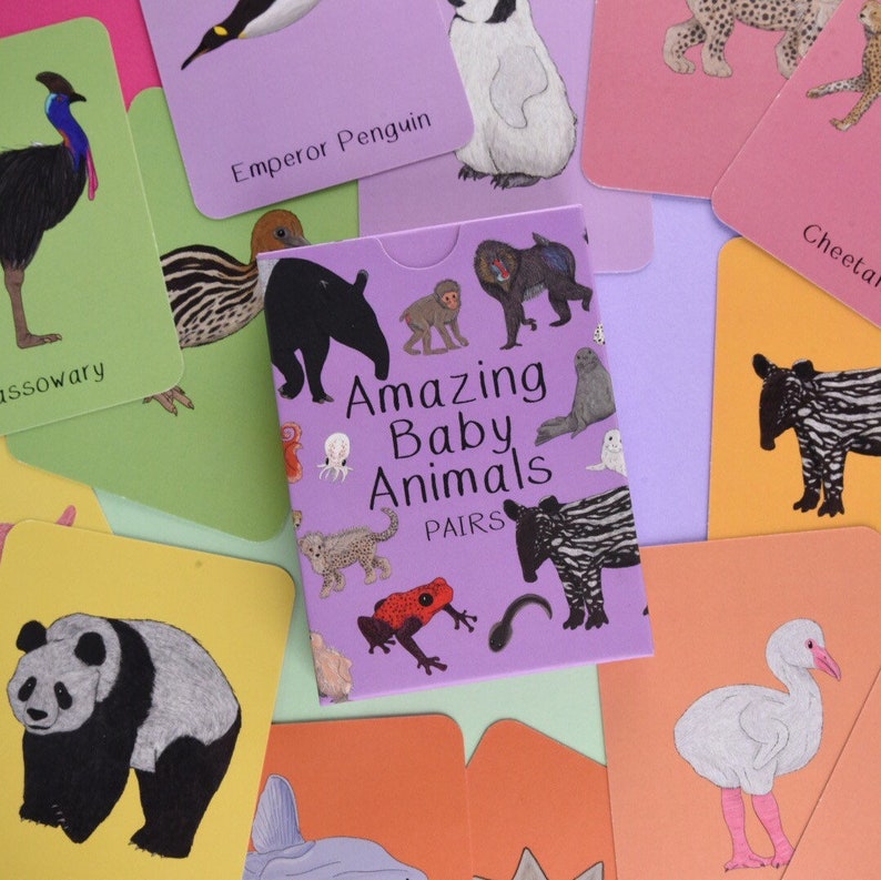 Amazing Baby Animals Matching Pairs Cards Travel Game - Etsy