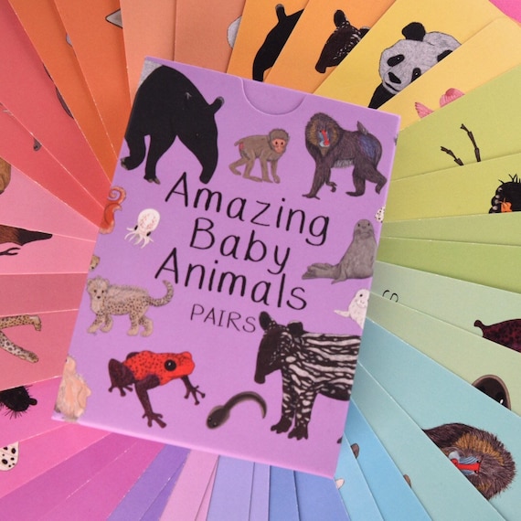Amazing Baby Animals Matching Pairs Cards Travel Game | Etsy