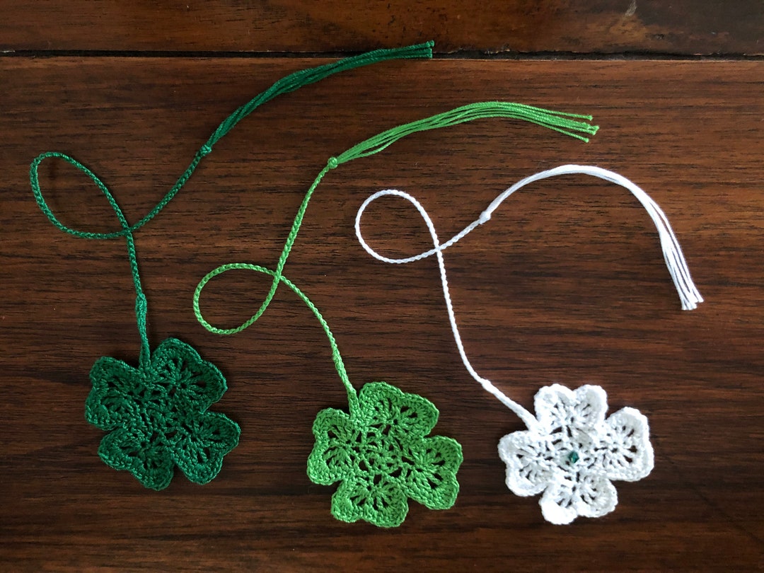 Crochet Clover/shamrock Bookmark/shamrock Ornament/handmade Gift - Etsy