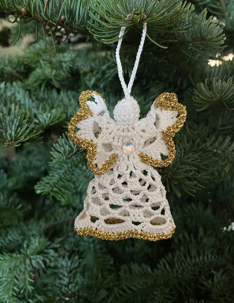 Little Crochet Angels With Glitter/crochet Angel Ornament/crochet Angel ...