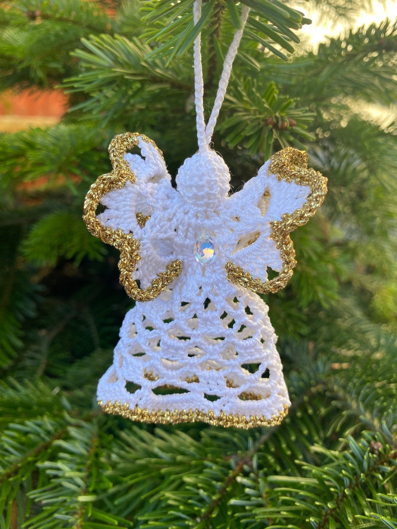 Little Crochet Angels With Glitter/crochet Angel Ornament/crochet Angel ...