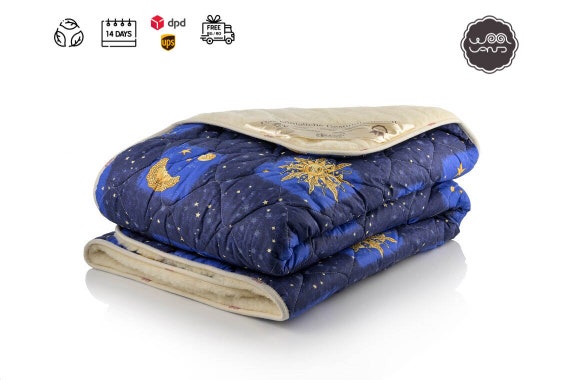 Wool Blanket Wool Duvet Cover Bed Comforter Merino Wool Blanket Celestial Blanket Moon and Sun Blanket Soft Blanket King Bed Cover Etsy UK