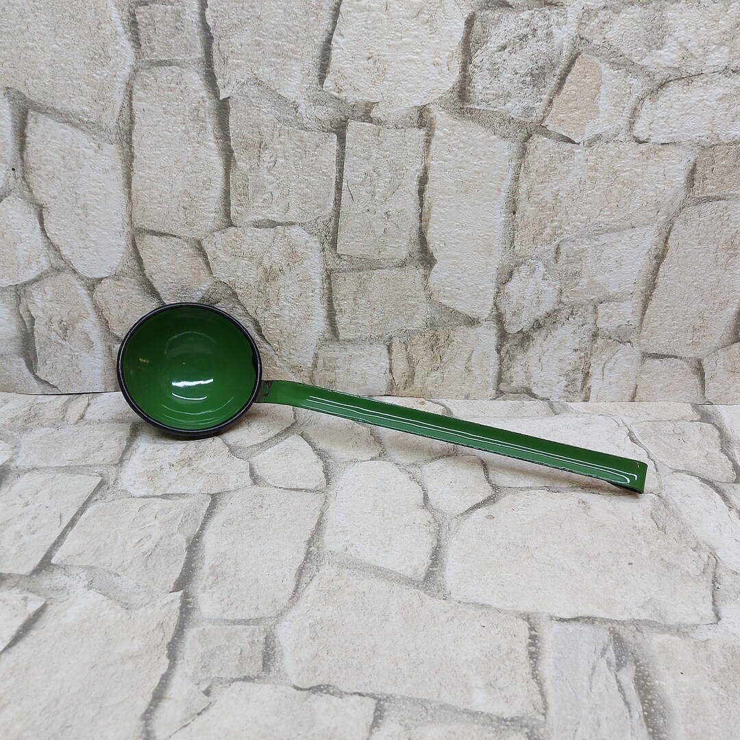 ENAMEL DIPPER SPOON, Green Enamel Dipper, Enamelware, Cooking Utensils ...