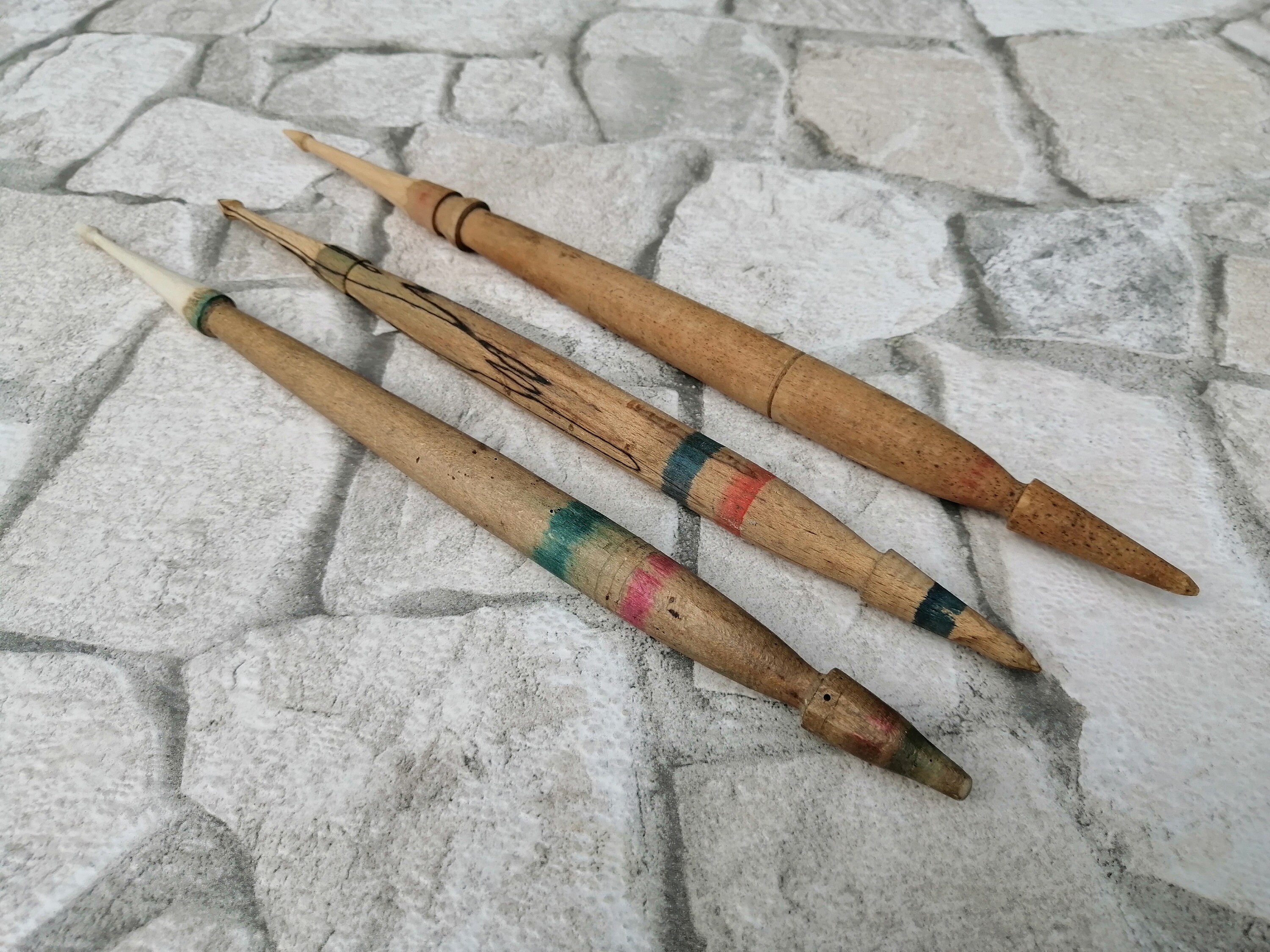 Home Décor Home & Living Set of 3 Vintage Bulgarian Wooden Spindles for ...
