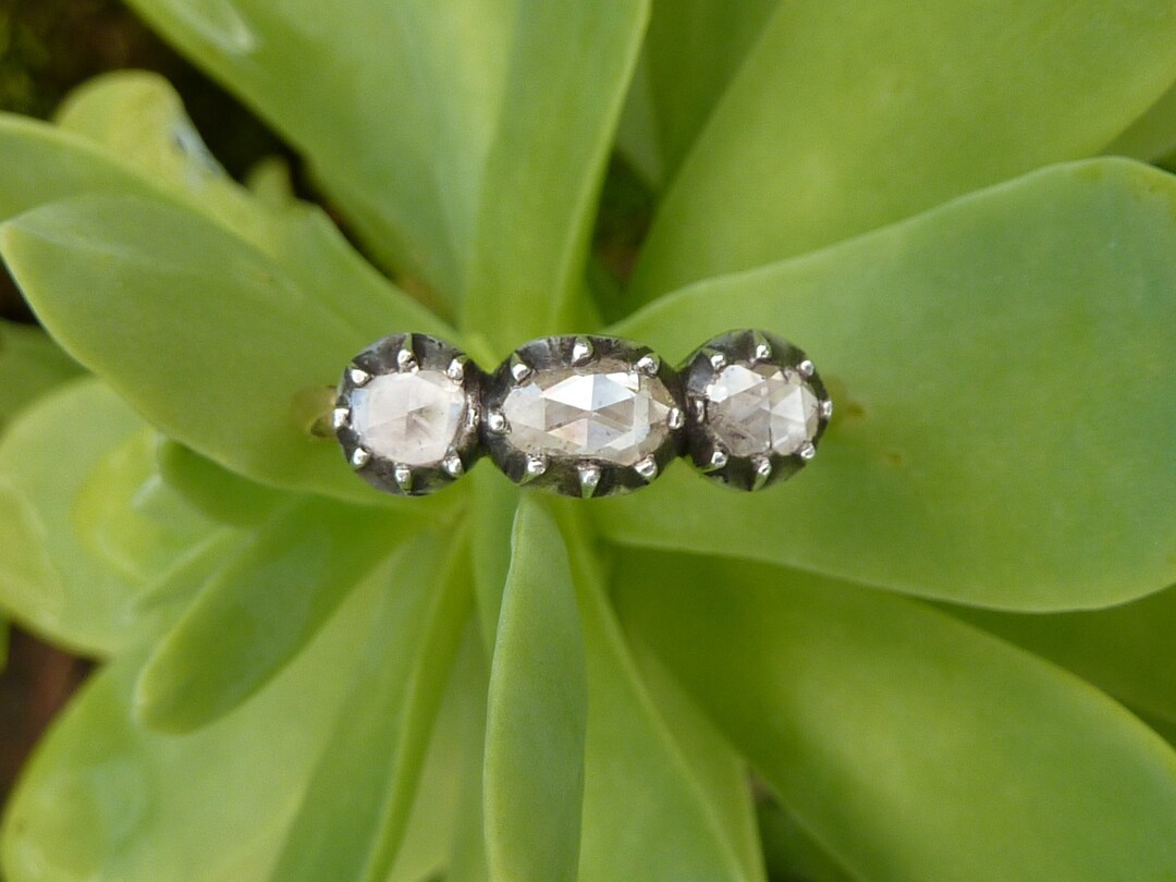 18th Century Ring in Rose Cut Diamonds, Solid Silver and 18k Yellow ...