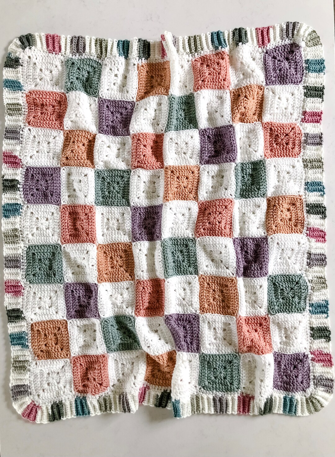 Checkered Crochet Blanket Handmade Granny Square Baby - Etsy