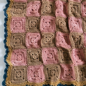 Checkered Crochet Throw, Handmade Granny Square Blanket, Crochet ...