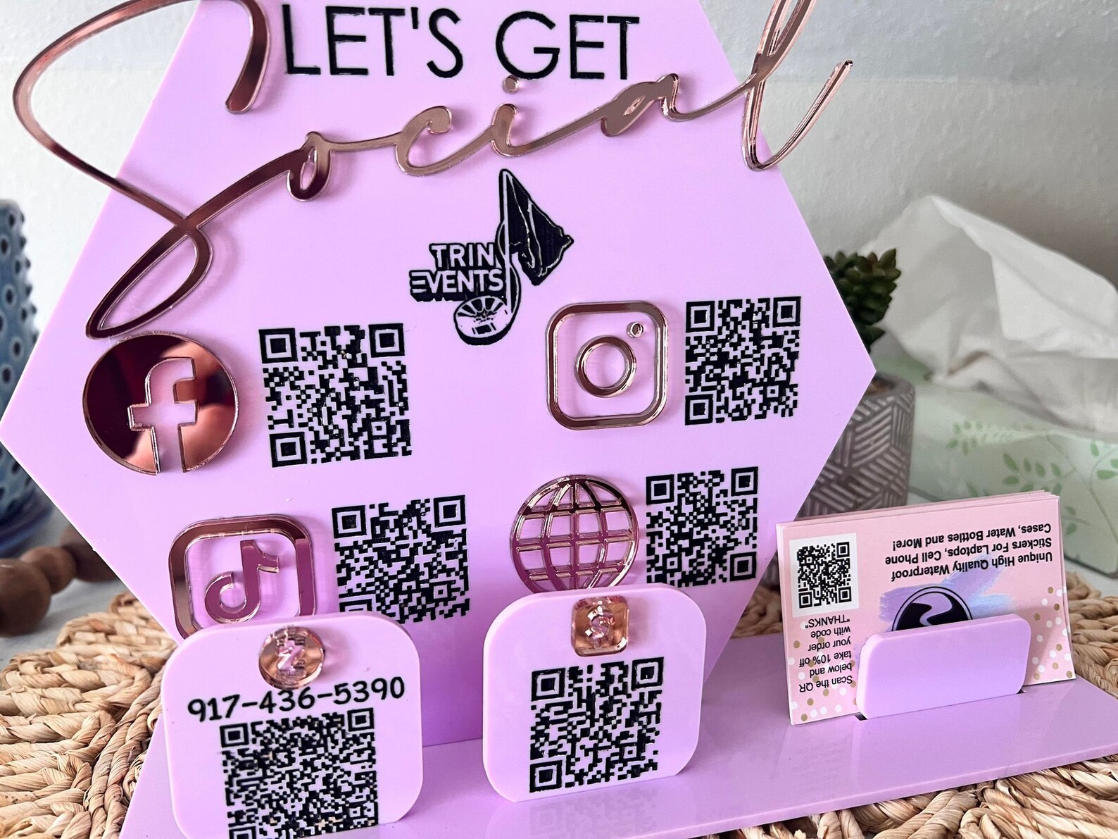 QR Code Sign Lets Get Social Social Media Acrylic Sign Sign for Small ...