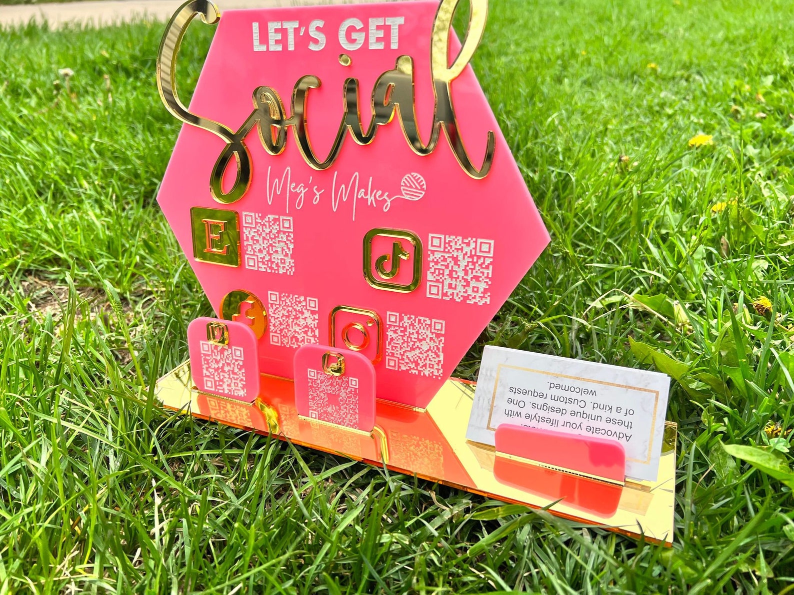 QR Code Sign Lets Get Social Social Media Acrylic Sign Sign for Small ...