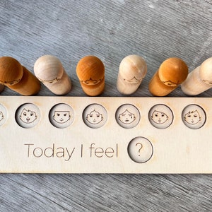 Emotion Faces Feelings on Peg Dolls With Board Montessori Wooden Toy ...