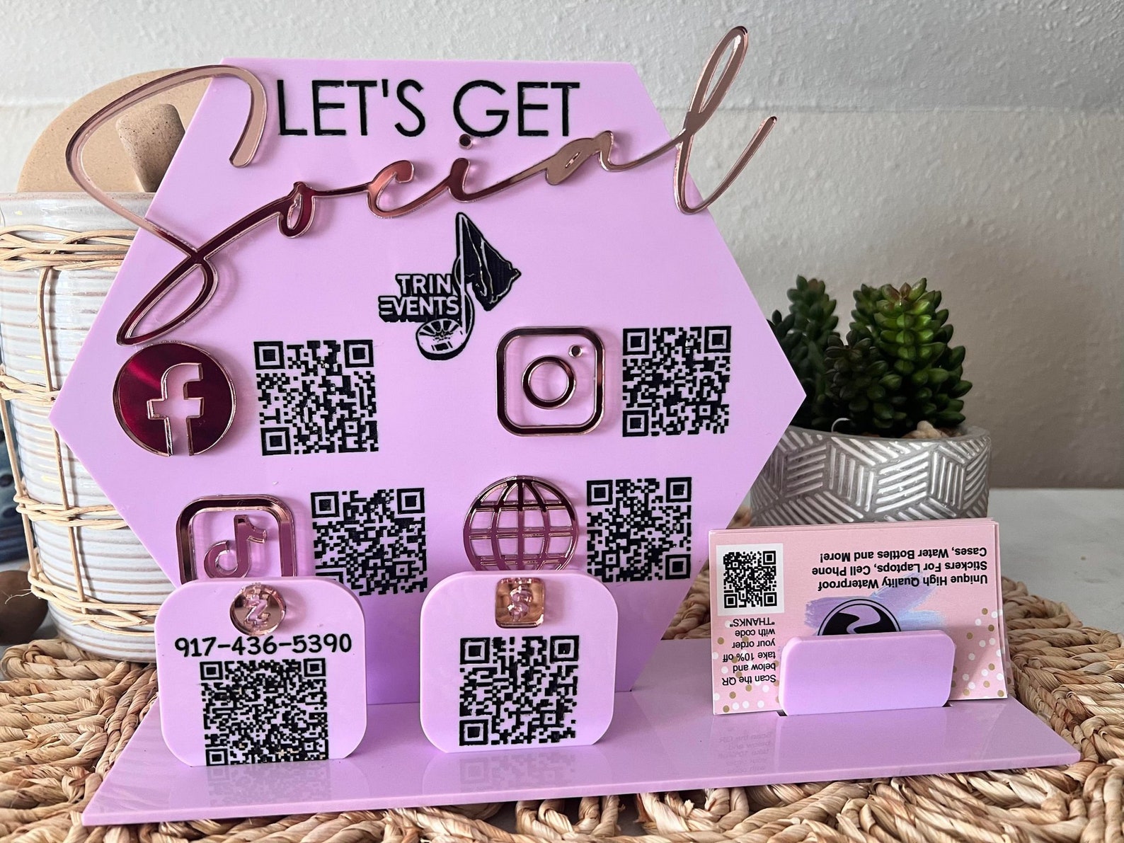 QR Code Sign Lets Get Social Social Media Acrylic Sign Sign for Small ...