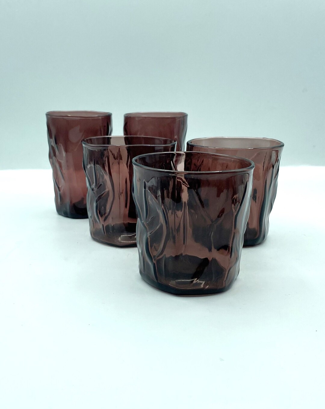 Vintage Seneca Driftwood Plum Glassware, Set of 5 - Etsy