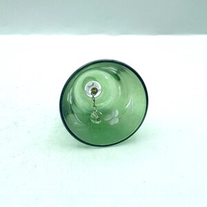 Vintage Green Cut Glass Floral Bell - Etsy