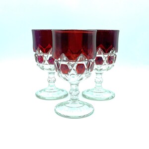 EAPG, US Glass Red Block Water Goblets, Set of 3 - Etsy