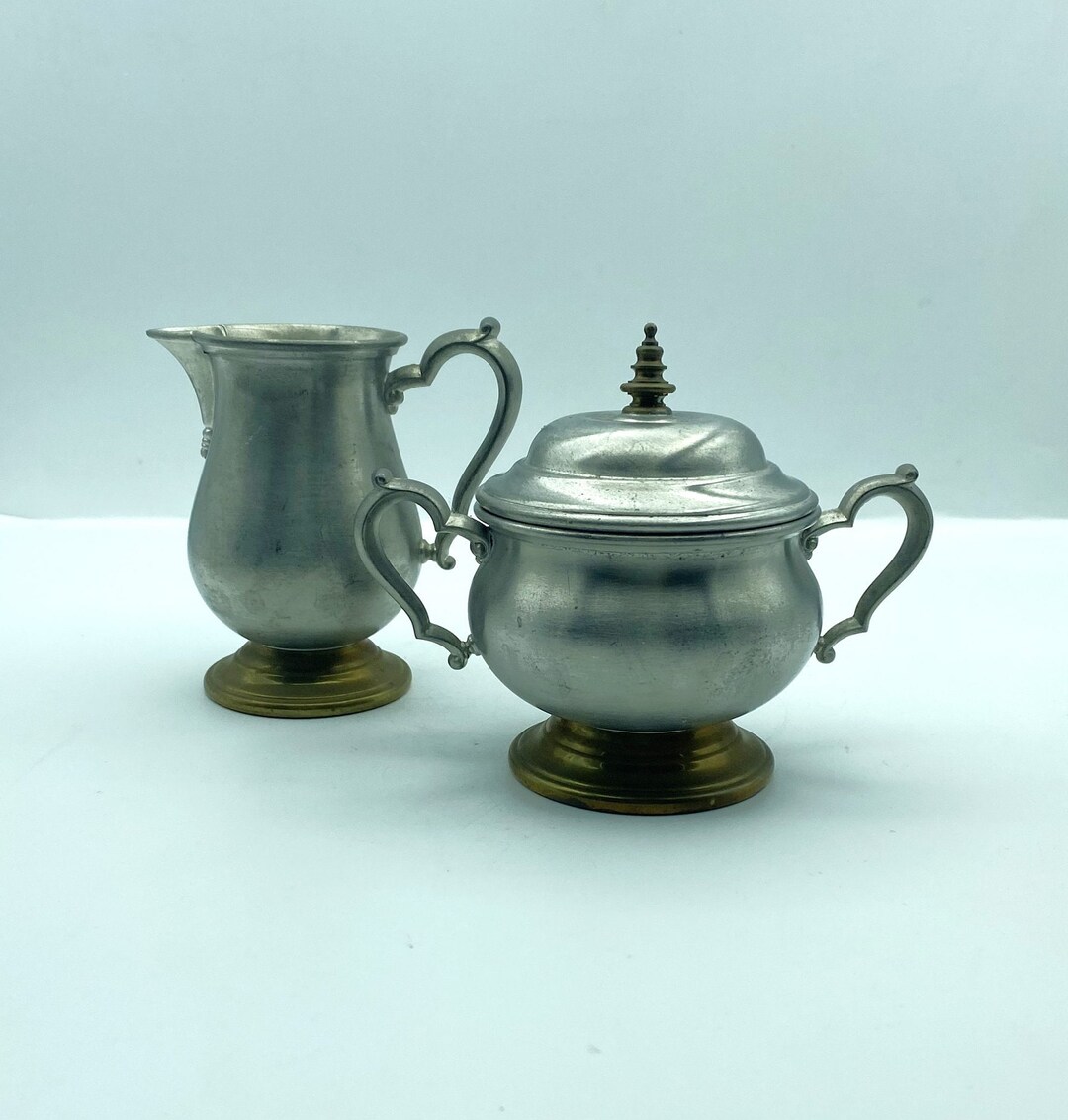Vintage Oneida Heirloom Pewter Sugar Bowl and Creamer - Etsy