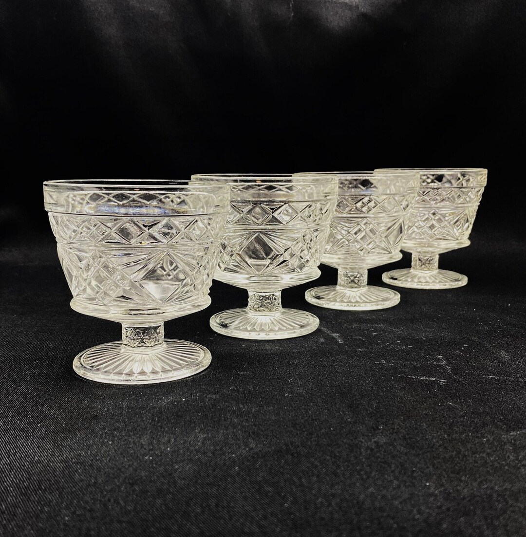 Vintage Hazel Atlas Gothic Big Top Peanut Butter Champagne Glasses or ...