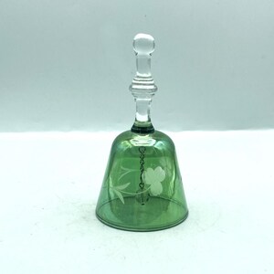 Vintage Green Cut Glass Floral Bell - Etsy