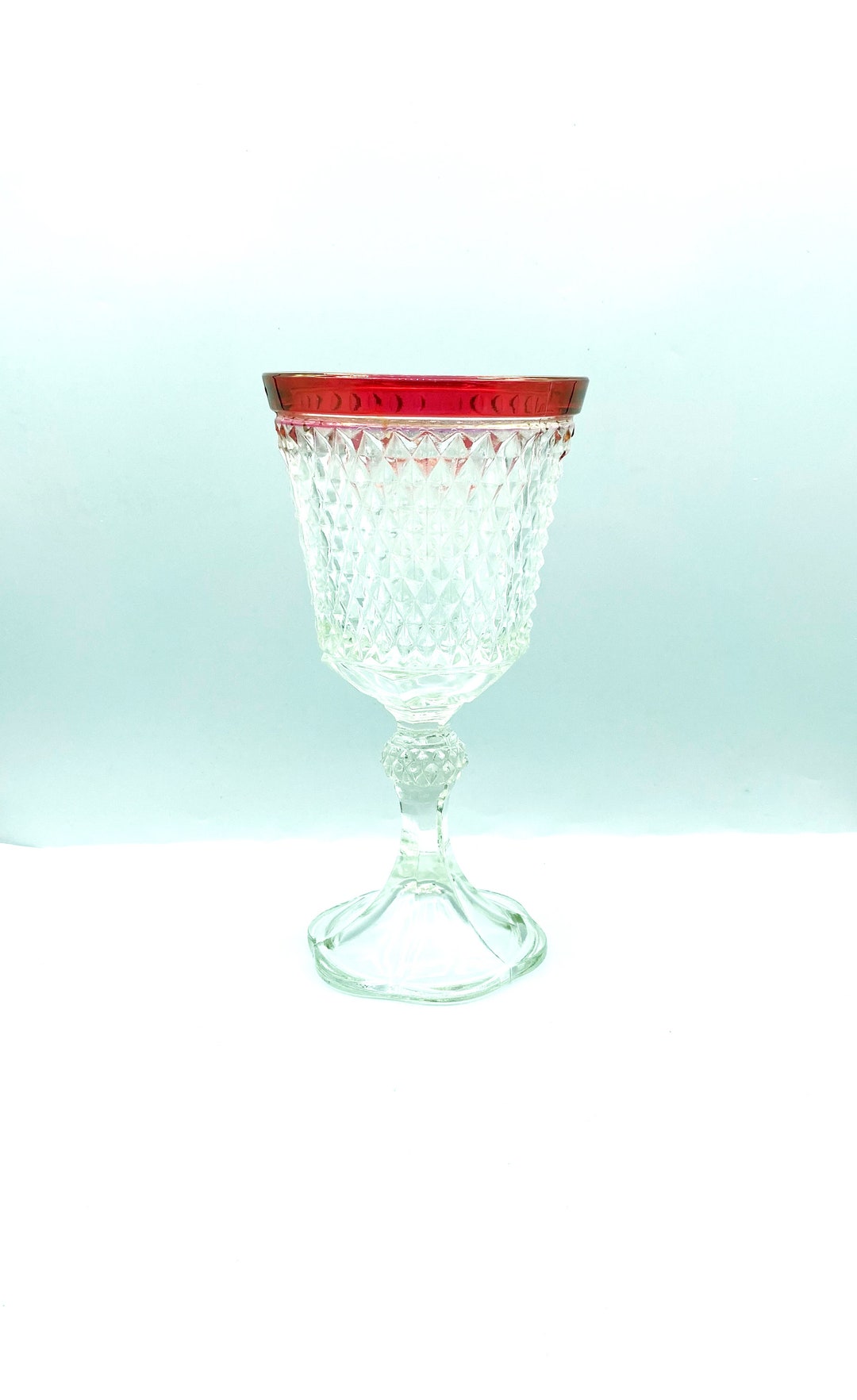 Vintage Indiana Glass Ruby Flash Diamond Tall Urn or Compote - Etsy