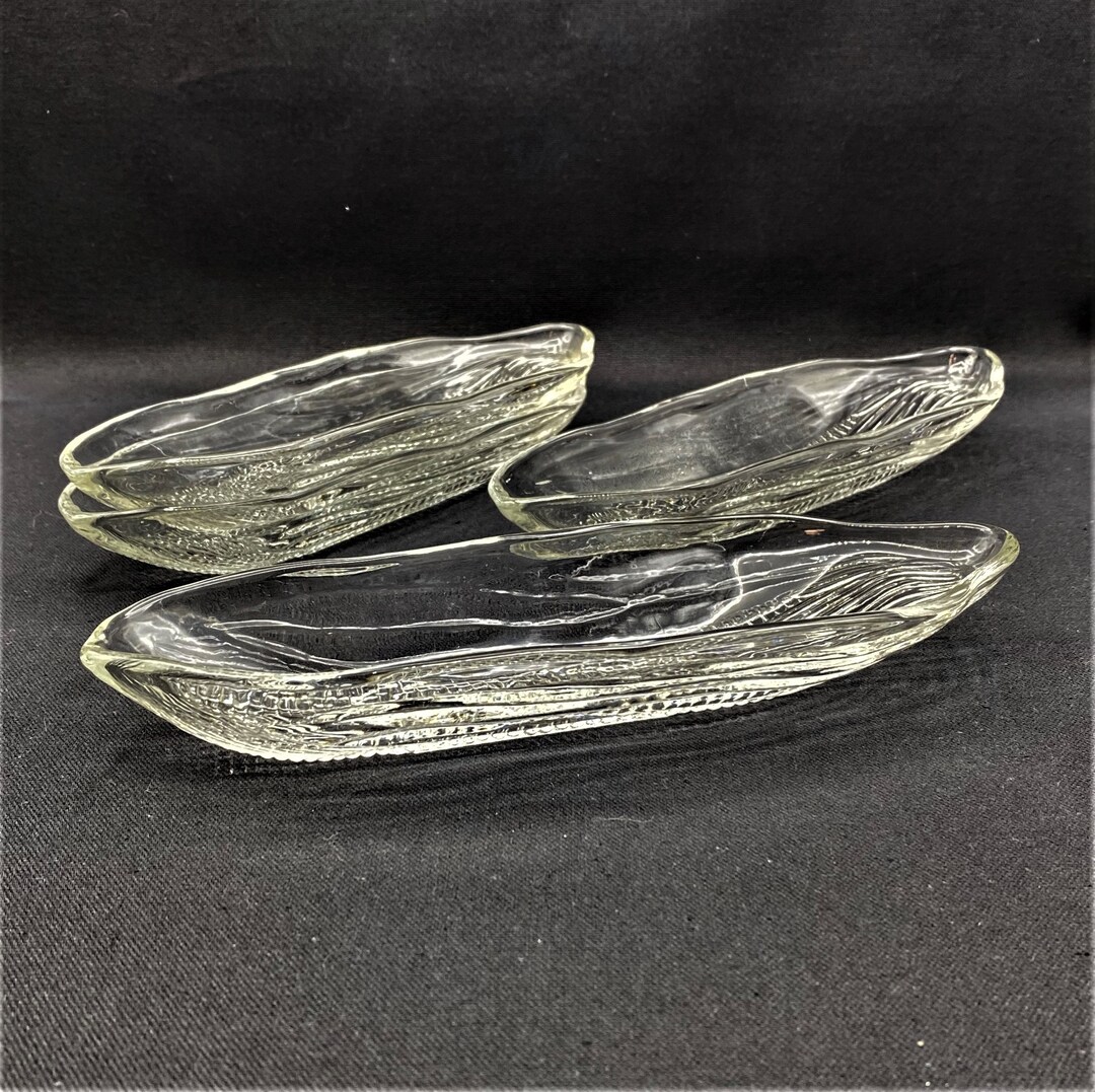 Vintage Pressed Glass Corn on the Cob Plates, Set of 4 - Etsy