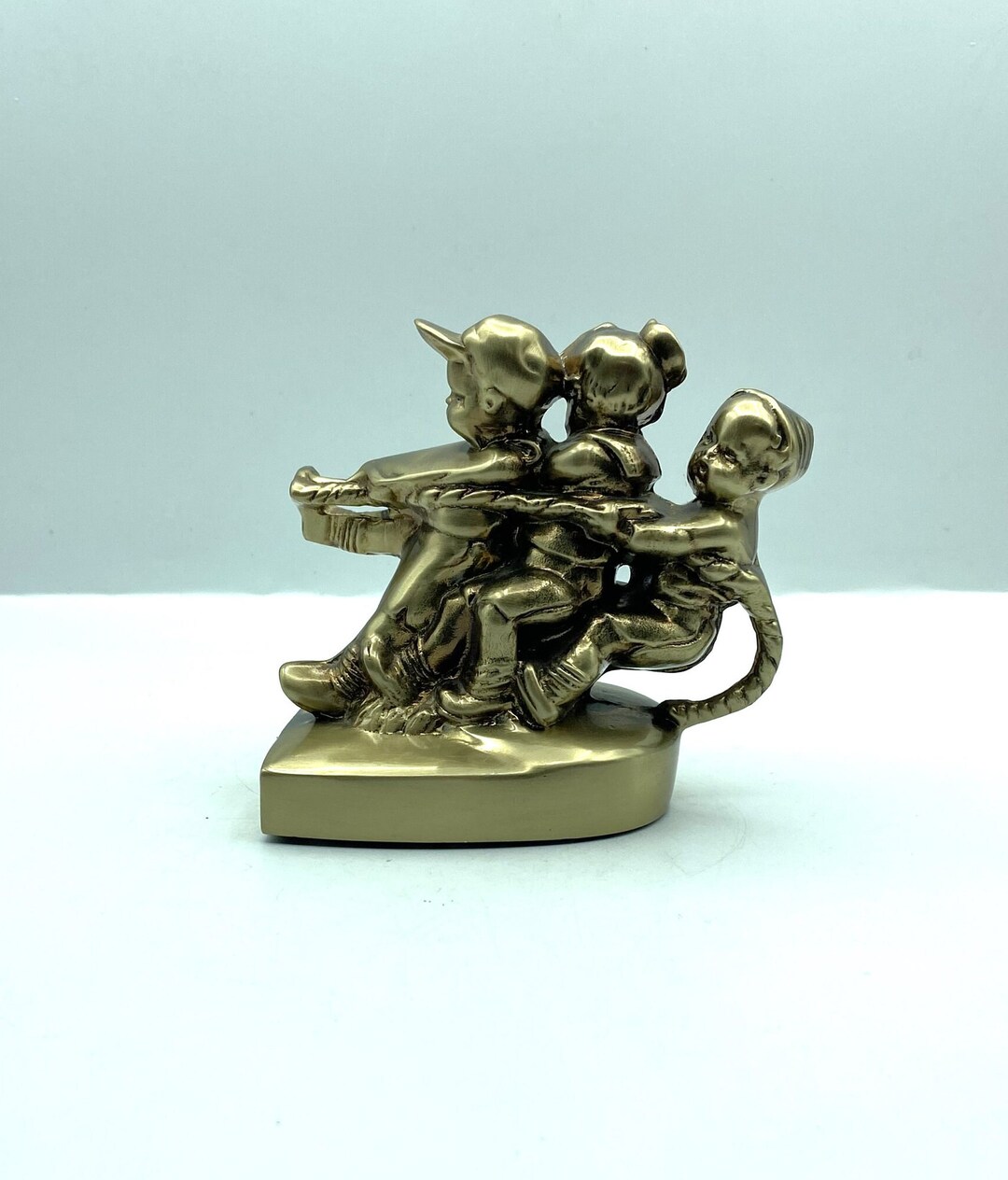 Vintage Brass Children Playing Tug of War PM Craftsmanm - Etsy