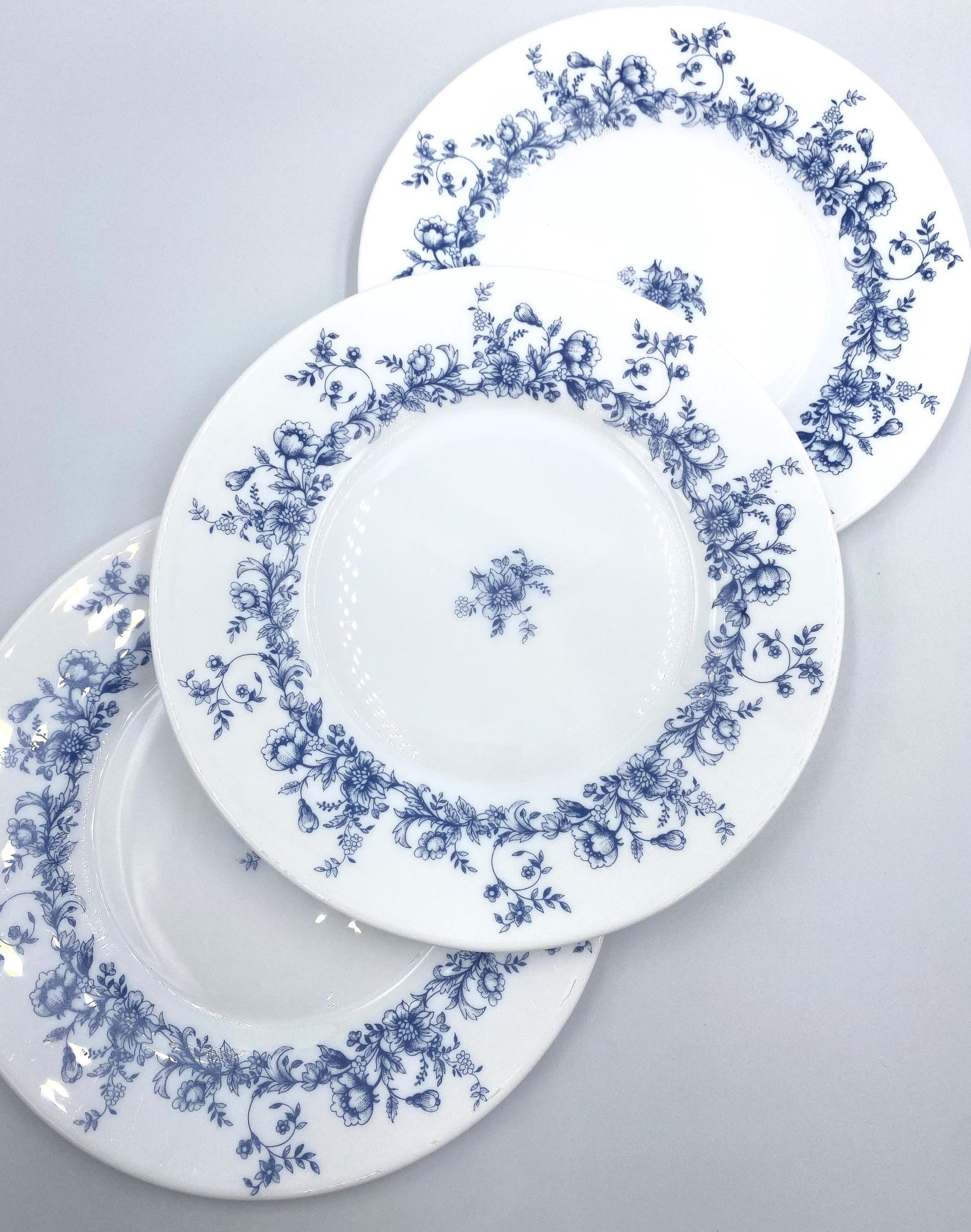 Vintage Arcopal Glenwood Blue Floral Salad Plates, Set of 3 - Etsy