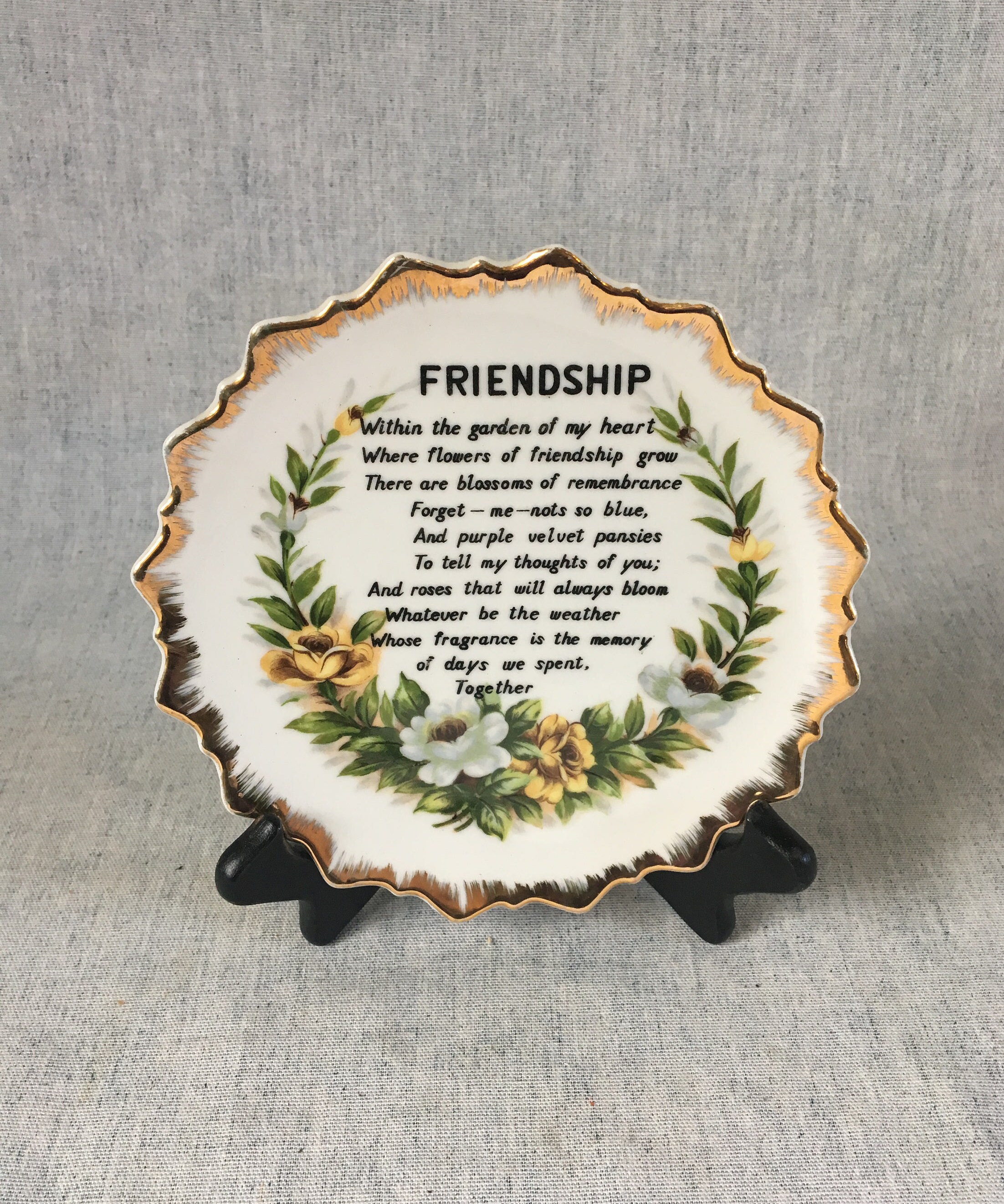 Vintage Friendship Plate with Gold Trim | Etsy