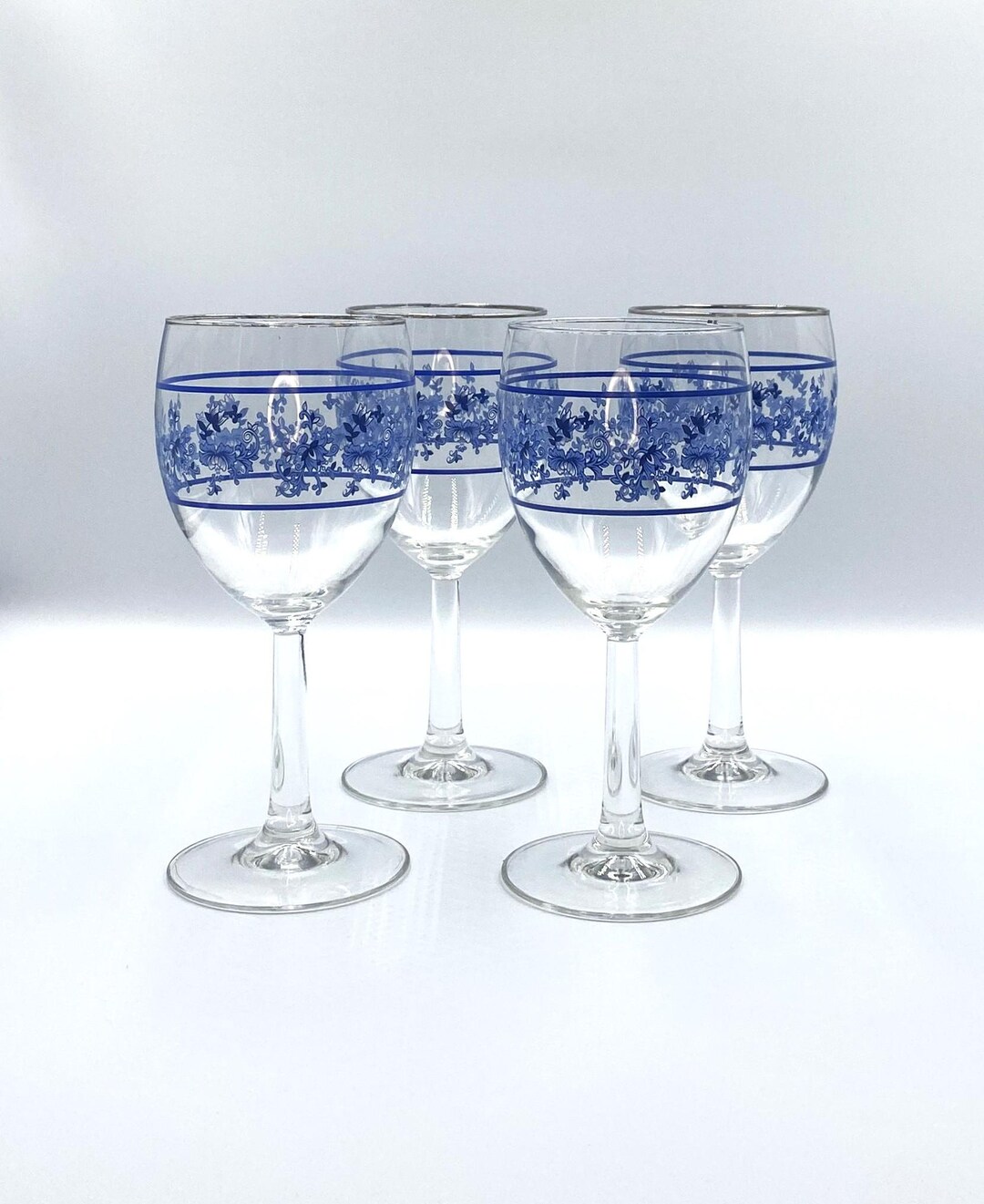 Vintage Spode Blue Room Wine Glasses, Set of 4 - Etsy