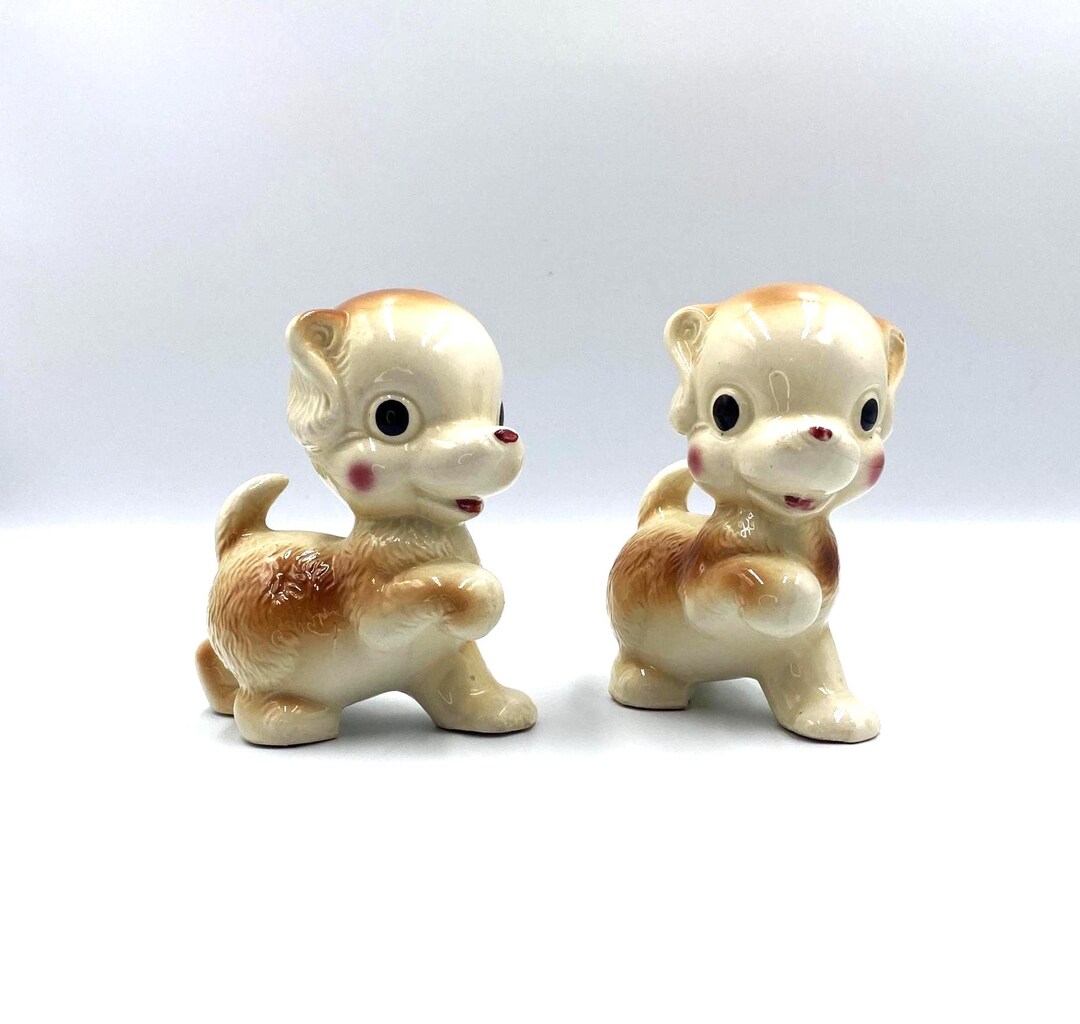 Vintage Ruth Rempel Perky Puppy Figurines, Set of 2, Diamond Pottery - Etsy