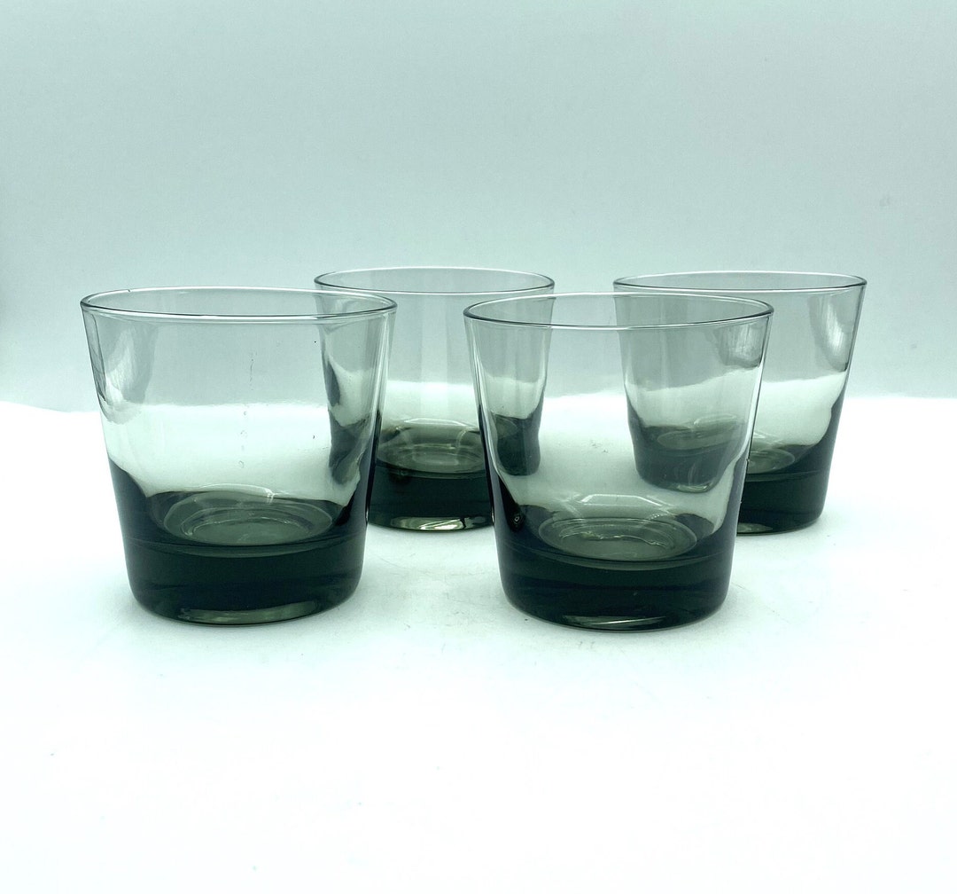 Vintage Smoky Gray Old Fashioned Glasses, Set of 4 - Etsy