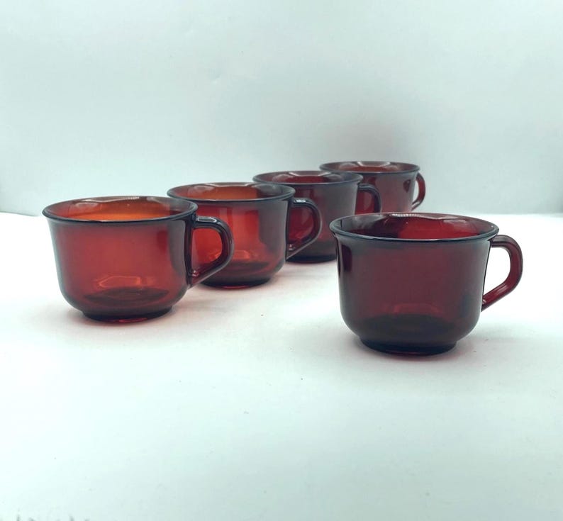 Vintage Arcoroc Classique Ruby Red Cups, Set of 5 - Etsy