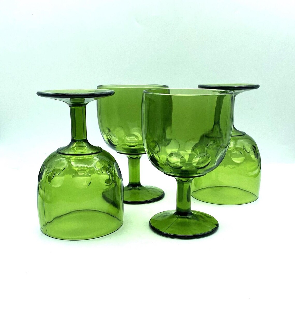 Vintage Green Thumbprint Goblets, Set of 4 - Etsy