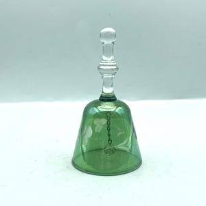 Vintage Green Cut Glass Floral Bell - Etsy
