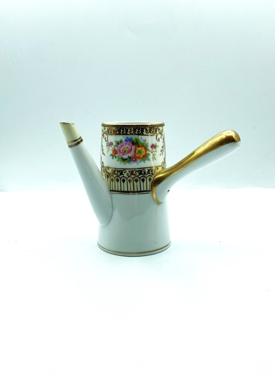 Antique Noritake Individual Coffee Pot With Strawflowers and Gold Trim ...