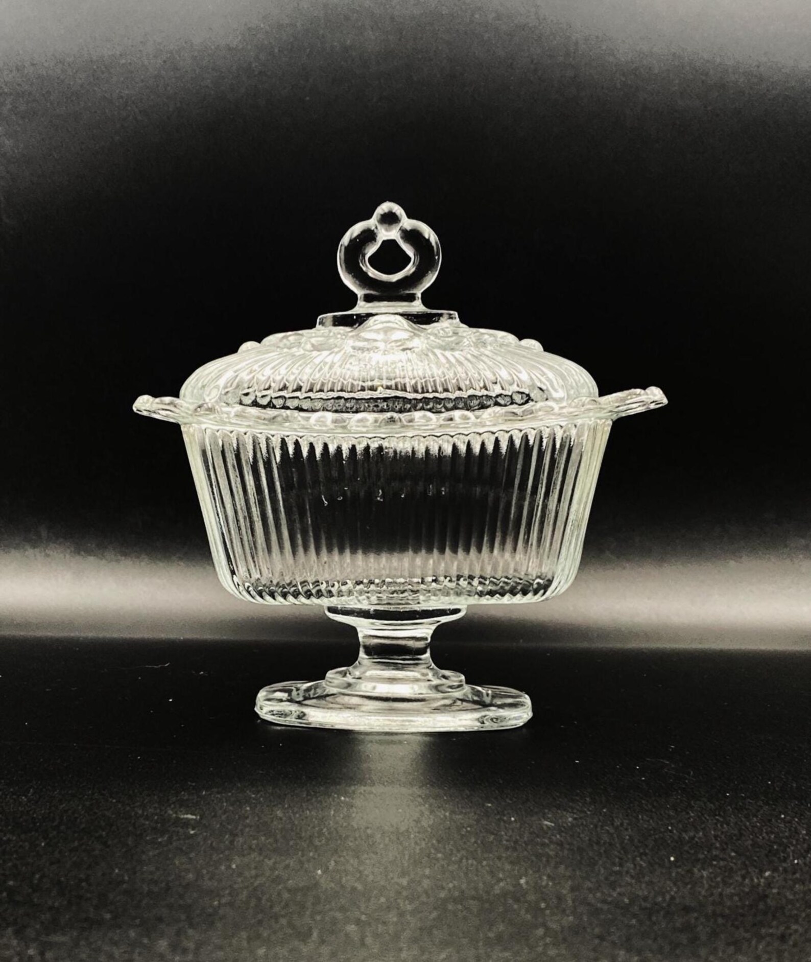Vintage Indiana Glass Lace Edge Ribbed Candy Dish - Etsy