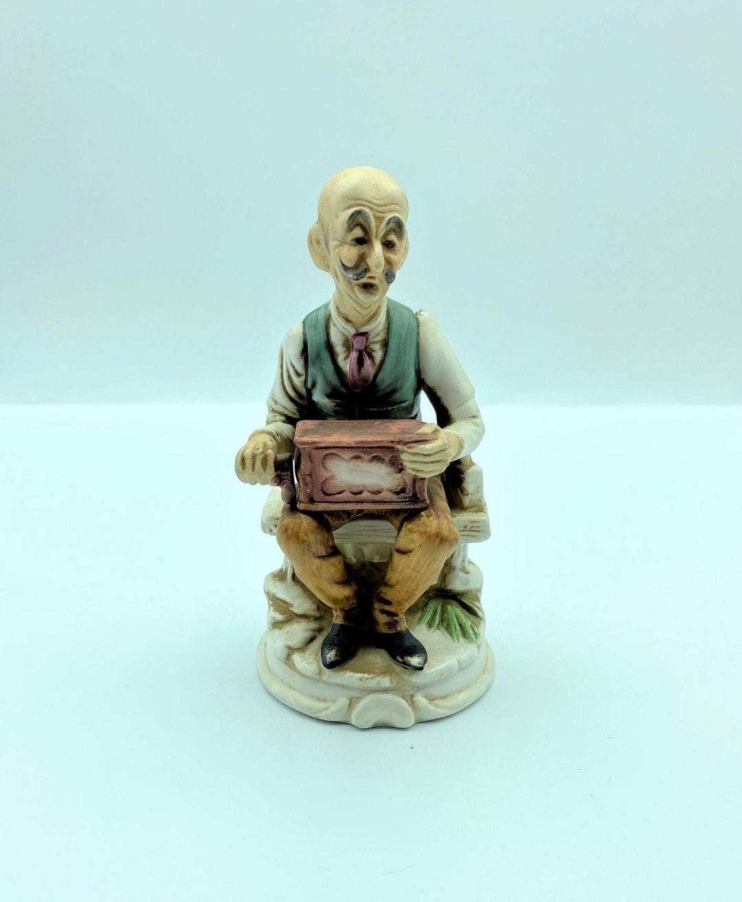 Vintage "old Man Playing Organ Grinder Music Box" Figurine - Etsy