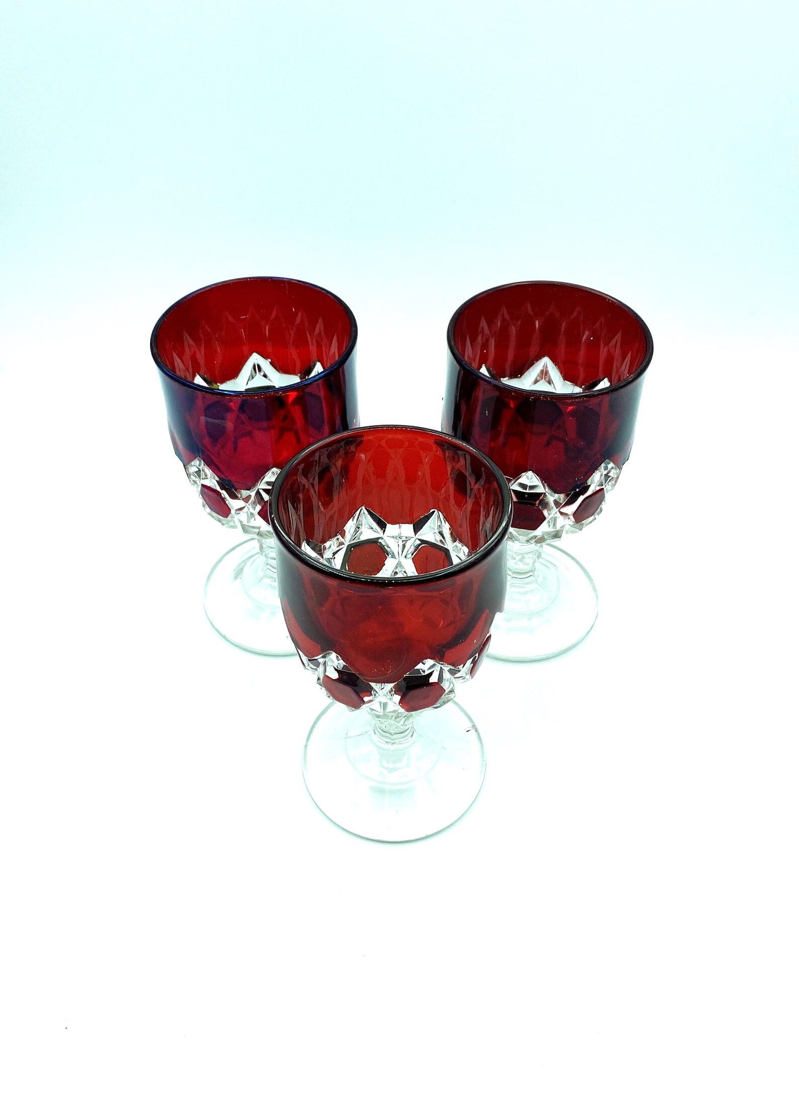EAPG, US Glass Red Block Water Goblets, Set of 3 - Etsy